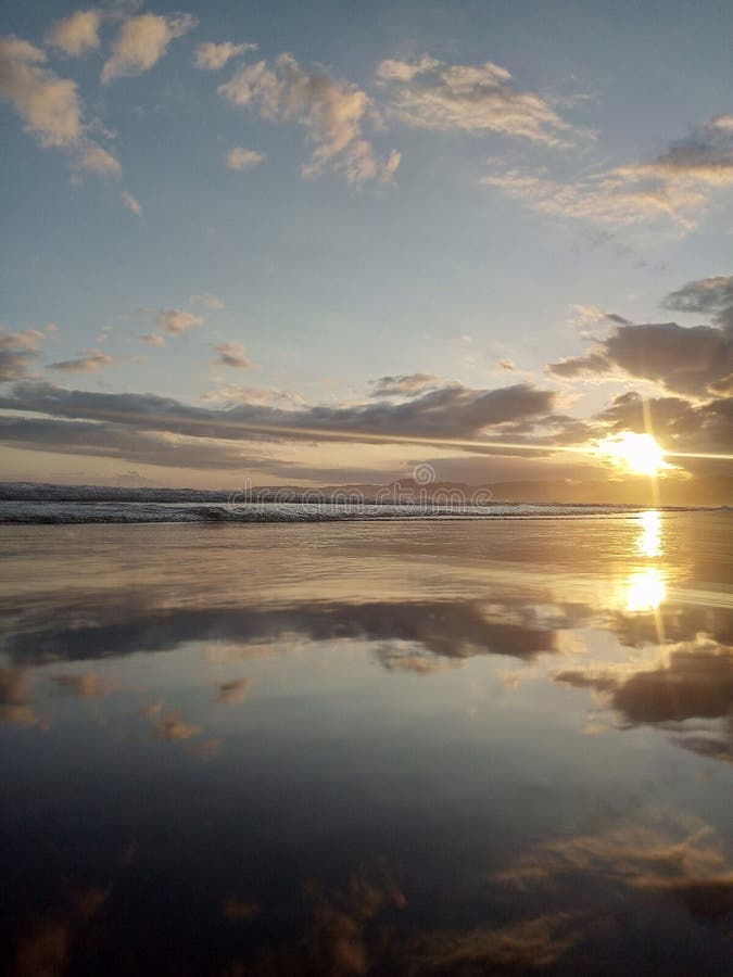 Sunset Reflection on a Beautiful Beach Stock Image - Image of ...