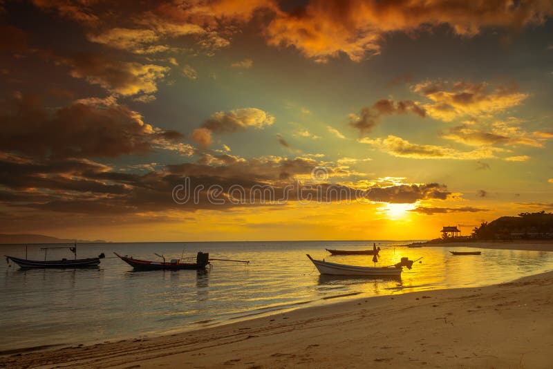 Sunset and Reflection with Beautiful Sky Stock Image - Image of fishing ...