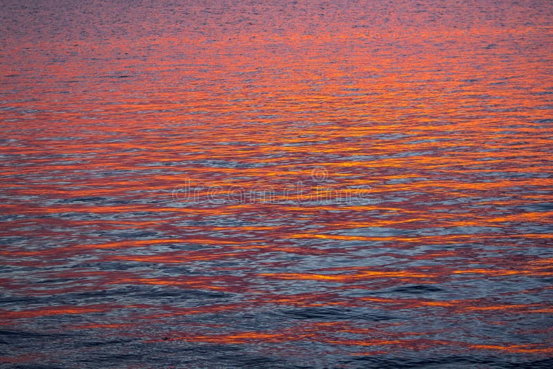 Sunset Reflection on Calm Ocean Waves Stock Image - Image of evening ...