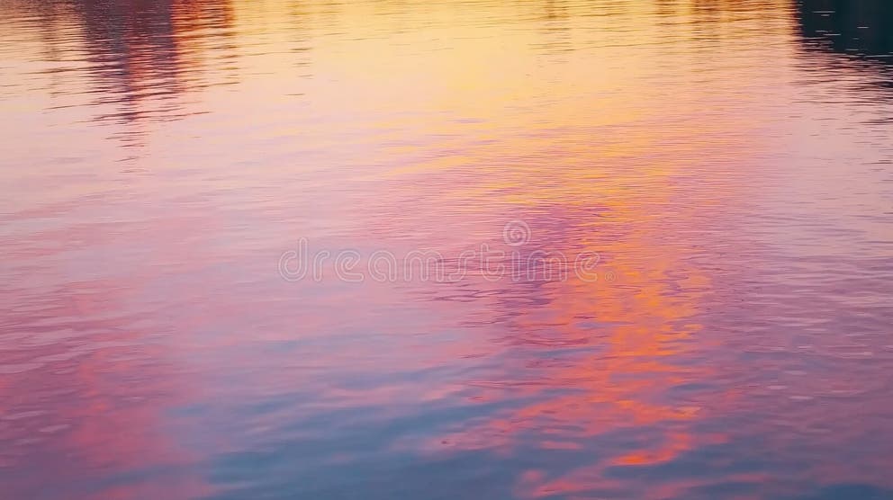 Calm Water Surface Ripples Soft Light Reflection Sunrise Sunset Stock ...
