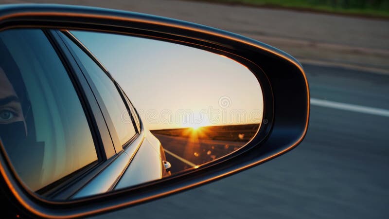Sunset Reflection in Car Side Mirror Stock Footage - Video of orange ...