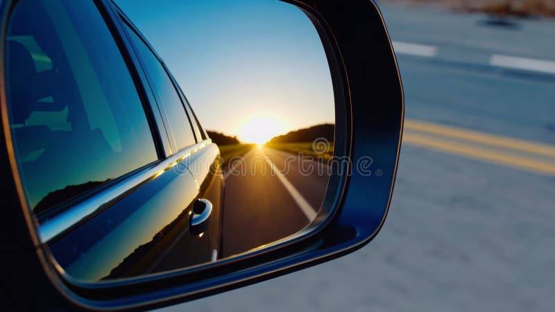 Sunset Reflection in Car Side Mirror Stock Footage - Video of glass ...