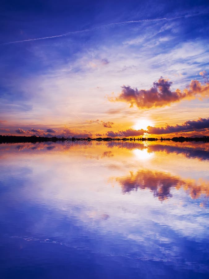 Sunset reflection stock photo. Image of palm, landscape - 45416406