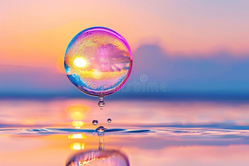 Sunset Reflection on Giant Bubble Stock Illustration - Illustration of ...