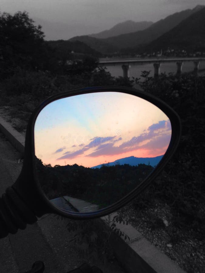 Sunset Reflection in the Mirror Stock Image - Image of morror, amazing ...
