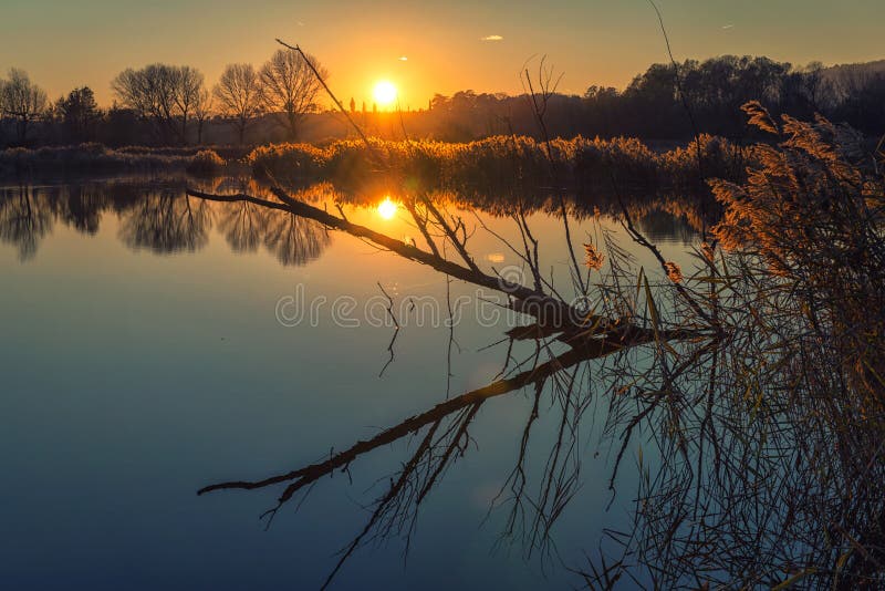 Sunset reflection stock photo. Image of dusk, peat, nature - 36981840