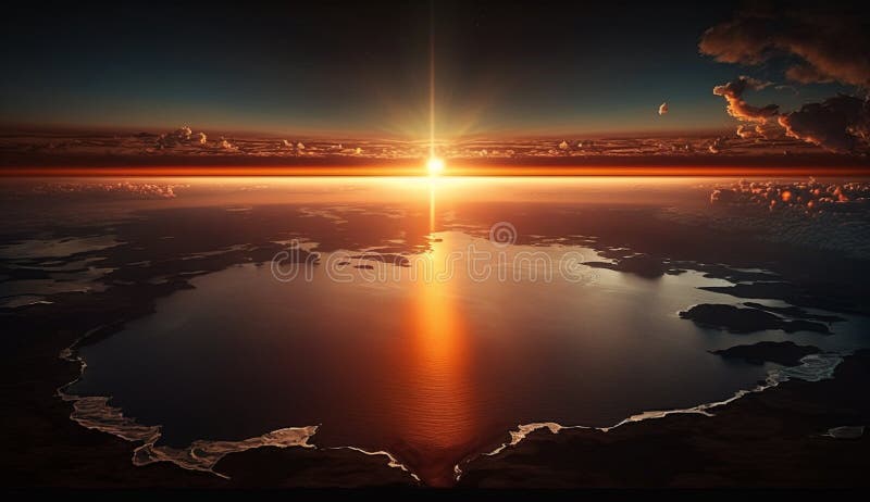 Sunset Reflection on Water Creates Tranquil Outdoor Scene Generated by ...