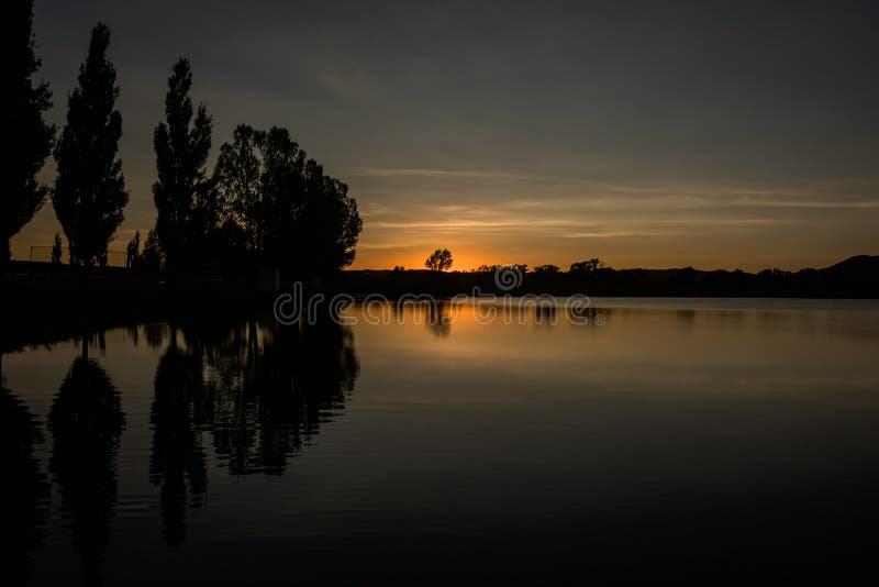 Sunset Reflection in Water Evening Park Scene Stock Photo - Image of ...