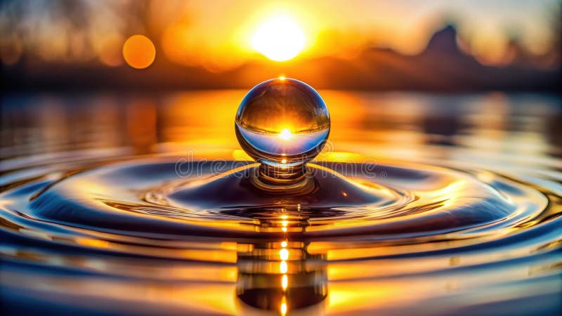 Sunset Reflection in a Water Orb Tranquil Serene Scene. Generative AI ...