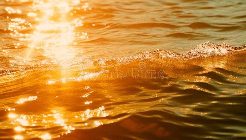 Sunset Reflection on Water, Wave Pattern in Tranquil Seascape Generated ...