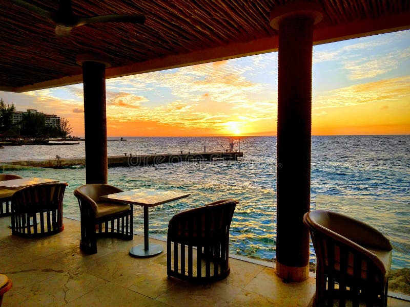 Sunset Restaurant stock photo. Image of seaside, sunset - 150584282