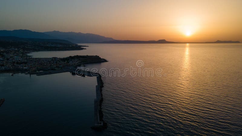 Sunset in Rethymno, Crete, Greece Stock Image - Image of rethymno ...