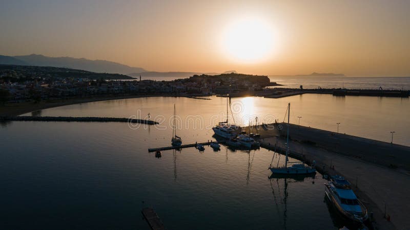 Sunset in Rethymno, Crete, Greece Stock Photo - Image of river, evening ...