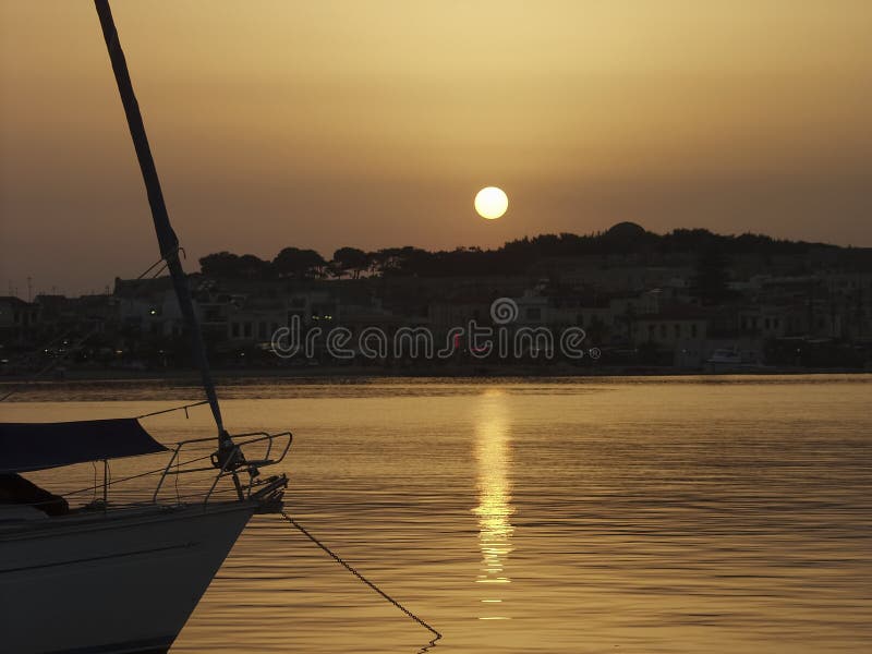 Sunset in Rethymno. stock photo. Image of destination - 83099062