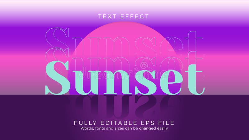 Sunset 80 Retro Text Effect Font Type Stock Illustration - Illustration ...