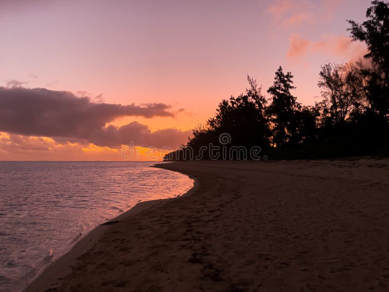 Sunset from Riambel Beach, Mauritius Stock Photo - Image of island ...
