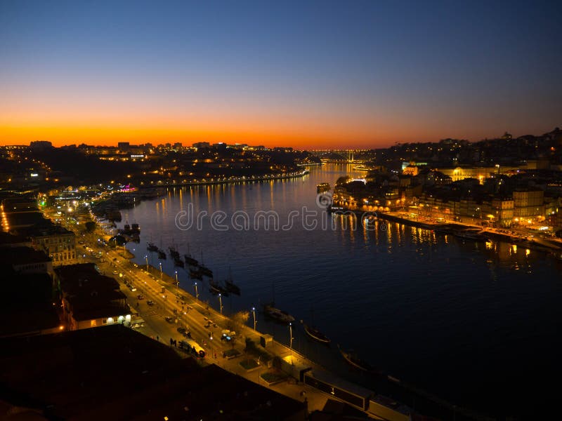 Sunset in Porto, Portugal stock photo. Image of light - 85572474