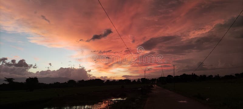 Sunset stock image. Image of view, cloud, road, sunset - 274453229