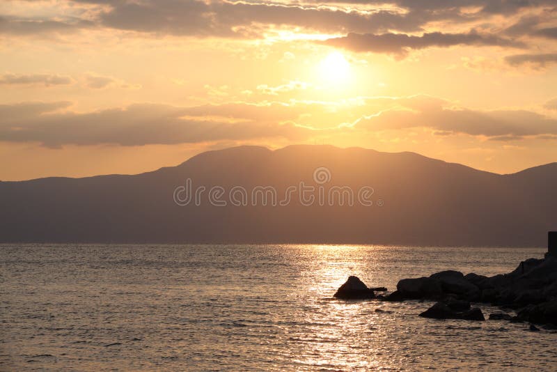Sunset in Rijeka stock photo. Image of croatian, fury - 78368584