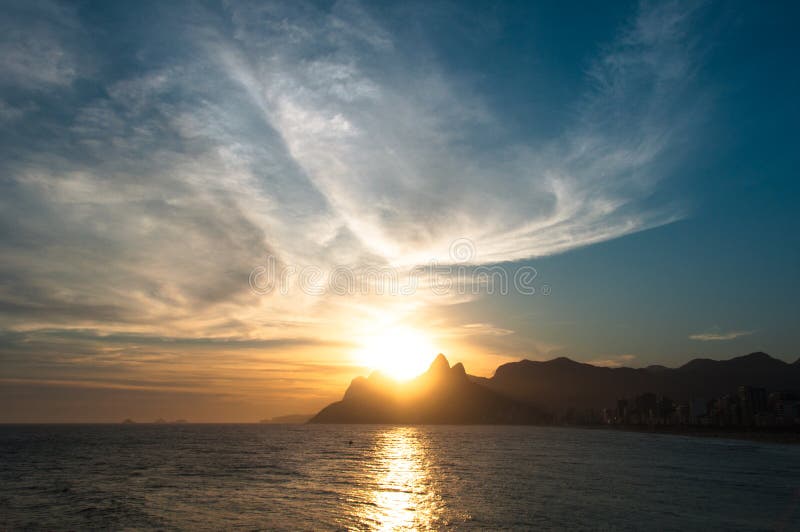 Sunset in Rio de Janeiro stock photo. Image of sunset - 61718744