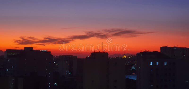 Sunset Rio De Janeiro Centre Stock Image - Image of afterglow, city ...