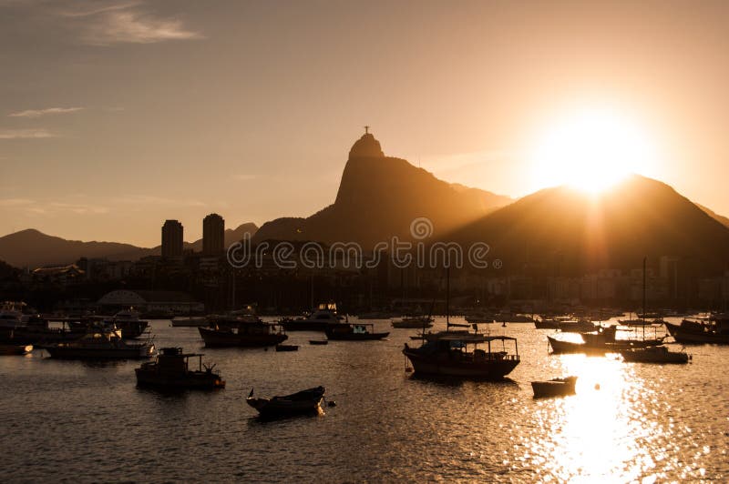 Sunset in Rio de Janeiro stock photo. Image of destinations - 54545620