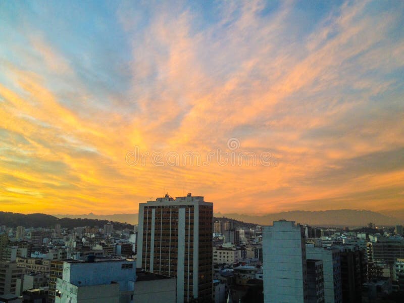 Sunset in Rio stock image. Image of trees, colorful, clouds - 90325013