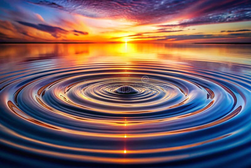 Sunset Ripples on Water, Colorful Sky, Peaceful Scene Stock ...