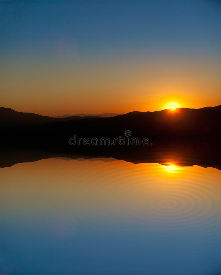 Sunset and Rippling Pond Reflection. Stock Image - Image of northeast ...