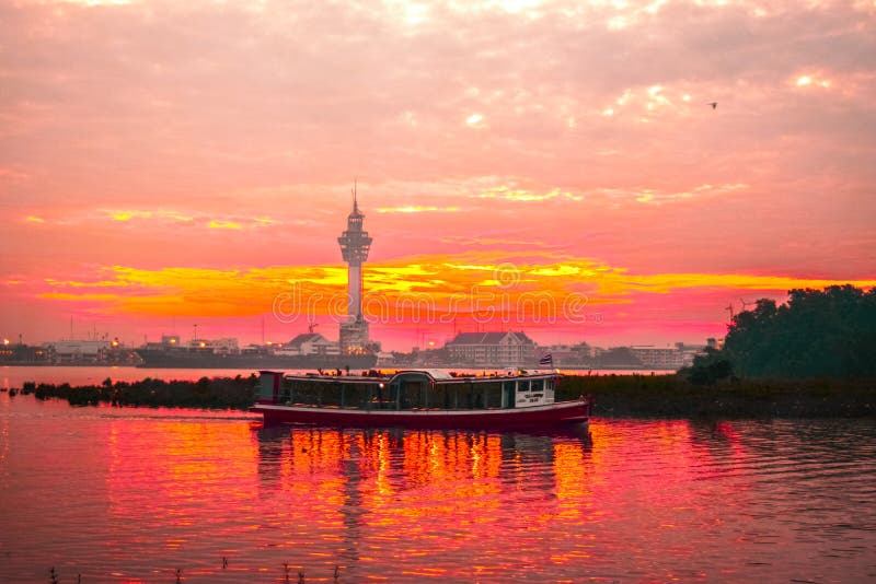 Sunset (Rising Sun in the Morning) Stock Photo - Image of boat, bright ...