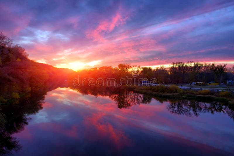 Sunset on river stock photo. Image of abstract, color - 20953708