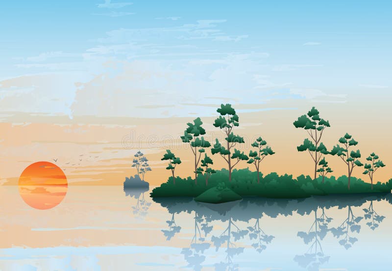 Art Sunset River Stock Illustrations – 55,592 Art Sunset River Stock ...