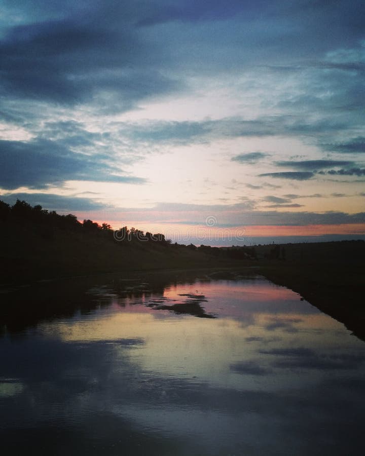 Sunset stock image. Image of nature, sunset, river, water - 91540615