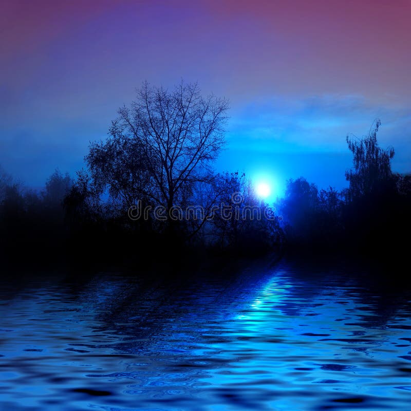 Sunset on the river stock photo. Image of sunny, grass - 16381036