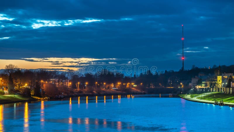Sunset on the River. the Main Element is a TV Antenna Illuminated ...