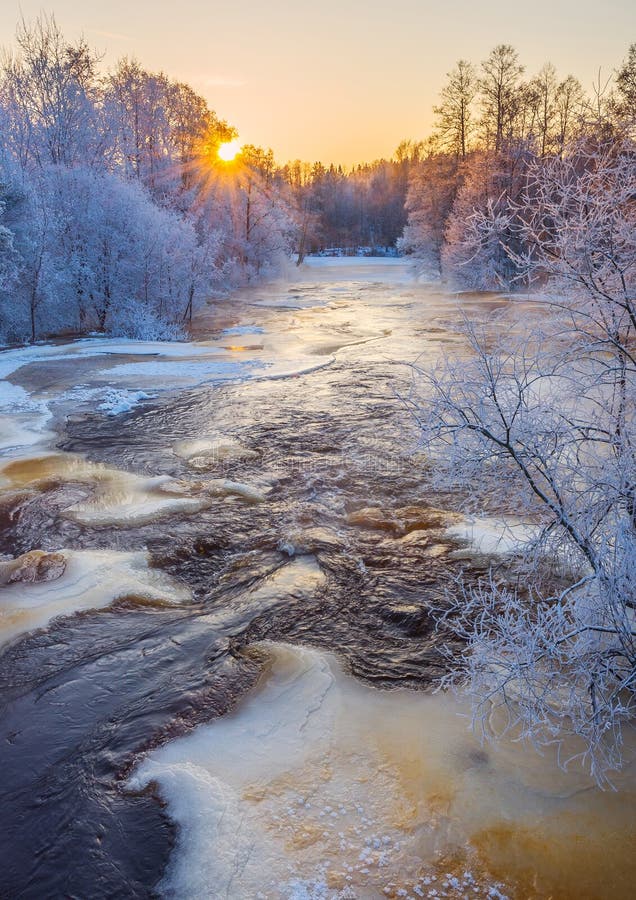 Sunset river stock photo. Image of bright, rock, cold - 65954490