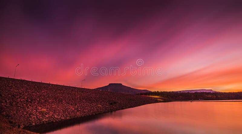 Sunset river and Mountain stock image. Image of river - 65392643