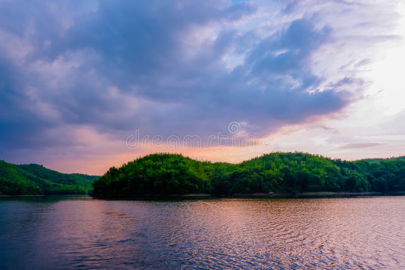 Sunset river color purple stock photo. Image of horizon - 55582736