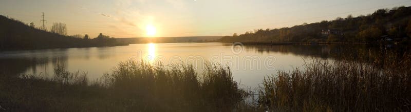 Sunset on the River, Reeds, the Sun Sets Stock Photo - Image of nquiet ...
