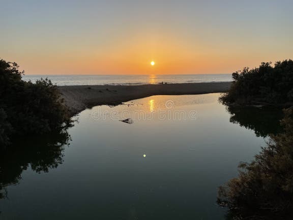 Sunset stock image. Image of background, river, sunset - 238186413