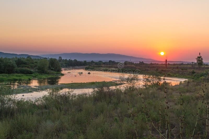 Sunset on the River stock photo. Image of twilight, water - 98642960
