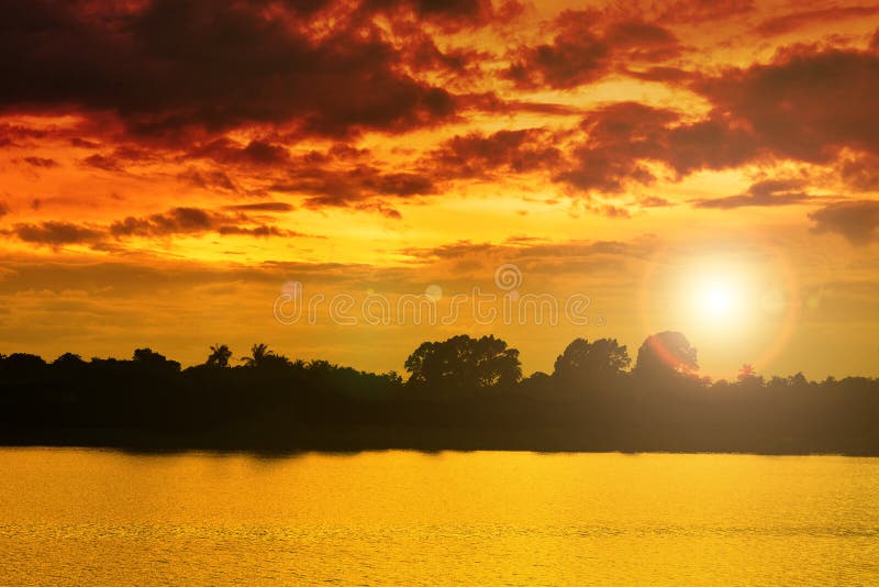 Sunset on River in the Summer , Evening Sky , Landscape Stock Photo ...