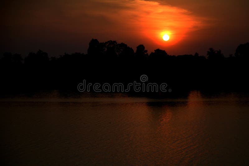 Sunset on River in the Summer , Evening Sky Stock Photo - Image of ...