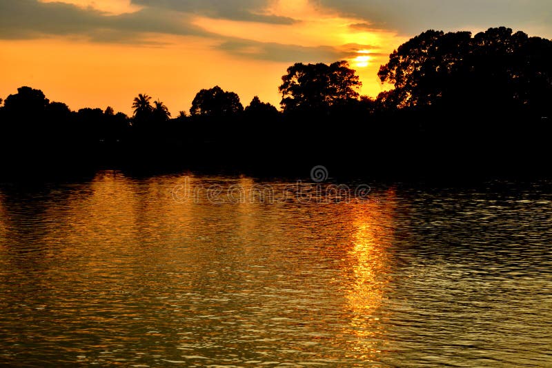 Sunset on River in the Summer , Evening Sky , Landscape Stock Photo ...