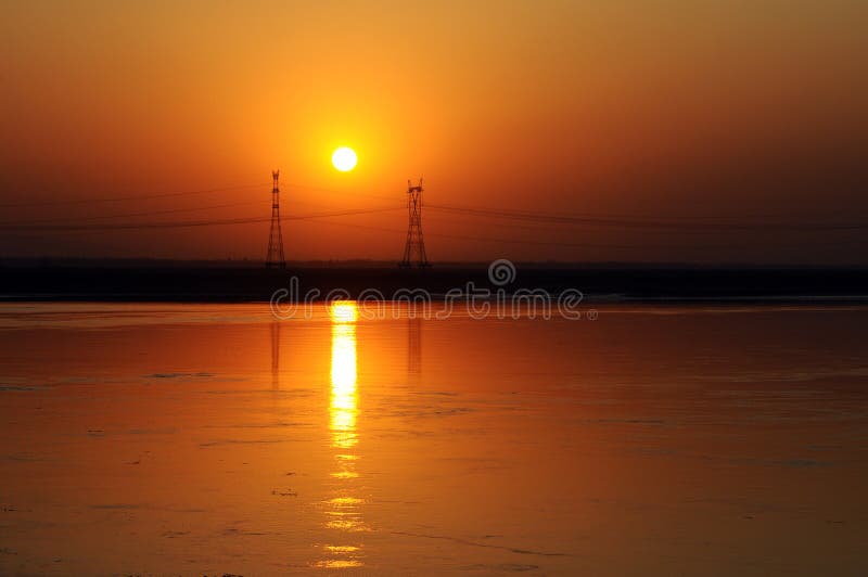 Sunset at riverside stock photo. Image of illumination - 22133696
