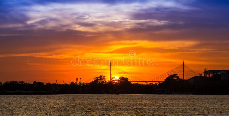 Sunset at riverside stock image. Image of riverside, shore - 98801803