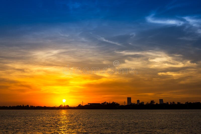 Sunset at riverside stock image. Image of natural, canal - 98802411