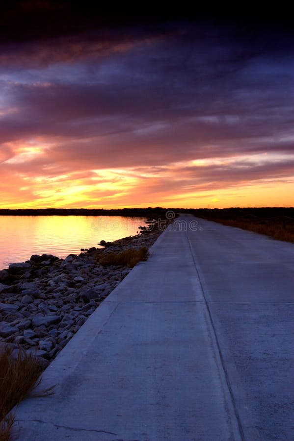 Sunset Road stock photo. Image of waterscape, travel, journey - 129258