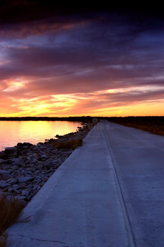 Sunset Road stock photo. Image of waterscape, travel, journey - 129258