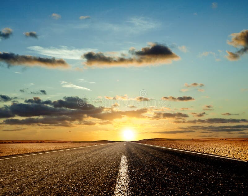 Sunset on the Road stock photo. Image of dramatic, lights - 15167520